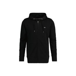 Sweatshirt Gant "Sweatjacke REGULAR SHIELD FULL ZIP HOODIE", Herren, Gr. L, schwarz, Obermaterial: 87% Baumwolle CO. 13% Polyester PES., Sweatshirts Sweatshirt