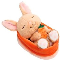 Kuscheltier Nici "Sleeping Pets GREEN, Hase 12 cm", braun (hase mit karotte im k&ouml;rbchen, 12 cm, braun), Pl&uuml;schfiguren, KinderB:8cm H:8cm L:12cm, Pl&uuml;sch, Polyester, Kuscheltier, schlafend im K&ouml;rbchen, B:8cm H:8cm L:12cm