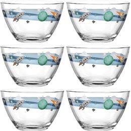 Kinderschale Leonardo "Weltall BAMBINI AVVENTURA", bunt (mehrfarbig), B:12cm H:8cm T:12cm &Oslash;:12cm, Glas, Sch&uuml;sseln, Kinderschale, BAMBINI AVVENTURA, 12 cm, Kalk-Natron-Glas