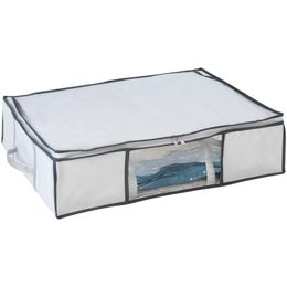 Unterbettkommode Wenko "Vakuum Soft Box M", wei&szlig; (transparent, wei&szlig;), B:65cm H:15cm T:50cm, Kunststoff, Aufbewahrungsboxen, Unterbettkommode, integrierte Vakuum-Tasche & Blitzventil, bis zu 75 % Platzersparnis
