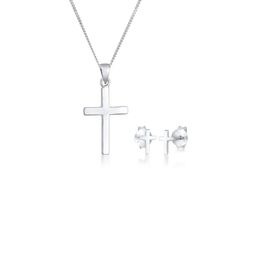 Ohrring und Ketten Set Elli "Schmuckset Kreuz Kette Ohrstecker 925 Silber" Gr. 45, silber, Schmuck_Sets, Damen, Blacklist, Silber 925 (Sterlingsilber), Ohrring und Ketten Set