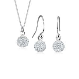 Ohrring und Ketten Set Elli "Schmuckset Wei&szlig; 925 Sterling Silber, mit Kristallen von Swarovski" Gr. 45, wei&szlig;, Schmuck_Sets, Damen, 45, Ohrring und Ketten Set