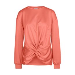 Madeleine Mode Langarmshirt MADELEINE "Sweatshirt Sweatshirt mit Knoten-Drapierung", Damen, Gr. 34, rot (korallenorange), Obermaterial: 62% Lyocell CLY. 38% Polyester PES., Modern, figurumspielend, Shirts Langarmshirt