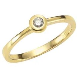 Fingerring OROLINO "Gold 750 mit Brillant 0,07ct." Gr. 58, gelb, Fingerringe, Damen, 058 (18,5), 0,07 SI = kleine Einschl&uuml;sse, Gold, Fingerring