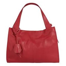 Shopper CLUTY, Damen, Gr. B/H/T: 40cm x 28cm x 11cm onesize, rot, Leder, leicht gl&auml;nzend, unifarben, Taschen Shopper, echt Leder, Made in Italy