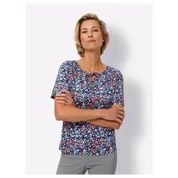T-Shirt Classic Basics "Kurzarm-Shirt", Damen, Gr. 54, bunt (dunkelblau, flamingo, bedruckt), 100% Baumwolle, gebl&uuml;mt, gemustert, mehrfarbig, Rundhals, Shirts T-Shirt