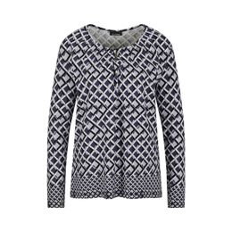 Print-Shirt GOLDNER "Grafisches Jersey-Shirt mit Rundhals", Damen, Gr. 44, lila (lila, gemustert), Obermaterial: 95% Viskose CV. 5% Elasthan EL., gerade, Shirts Print-Shirt, Bord&uuml;re