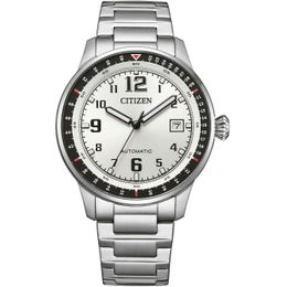 Automatikuhr Citizen, silber (silberfarben, silberfarben), Armbanduhren, Herren, Automatikuhr, Armbanduhr, Herrenuhr, Mechanische Uhr, Edelstahlarmband, analog, Tag