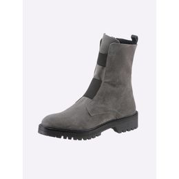 Stiefelette Heine, Damen, Gr. 39, grau, Leder, Veloursleder, Schuhe Stiefelette