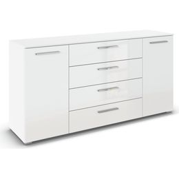 Kombikommode Rauch "Sideboard Schubkommode Kommode MONTCLAR Front Dekor/Hochglanz/Glas", alpinwei&szlig;, hochglanz wei&szlig;, griffe chrom, B:160cm H:81cm T:42cm, Holzwerkstoff, Sideboards, Kombikommode, 2-t&uuml;rig, 4 ger&auml;umige Schubladen, viele Griffvarianten MADE IN GERMANY