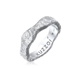 Silberring Kuzzoi "Ring Herren Bandring Organic Struktur 925 Silber" Gr. 60, silber, Fingerringe, Herren, 60, Silber 925 (Sterlingsilber), Silberring