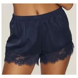 Panty Lascana "Alana", Damen, Gr. 36, blau (dunkelblau), Spitze, Obermaterial: 75% Seide, 17% Polyamid, 8% Elasthan, Unterhosen Panty, im edlen Shorty-Schnitt mit hohem Seidenanteil