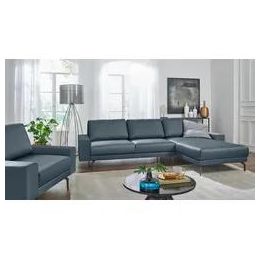 Ecksofa "CR.450, Designecksofa, L-Form", blau (blaugrau 534, 73), B:274cm H:85cm T:178cm, Luxus-Microfaser (100% Polyester), CREATION BY ROLF BENZ, Sofas, Ecksofa, Armlehne breit und niedrig, Alugussf&uuml;&szlig;e in umbragrau, Breite 274 cm