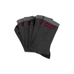 Freizeitsocken HUGO UNDERWEAR "2P QS RIB LUREX PA W", Damen, Gr. 39-42, schwarz (schwarz 001), Materialmix, unifarben mit Farbeinsatz, normal, Socken Freizeitsocken, mit gl&auml;nzenden F&auml;den