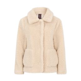 Pl&uuml;schjacke Cartoon "Pl&uuml;schjacke mit Kragen", Damen, Gr. 34, beige, Obermaterial: 100% Polyester PES., Jacken Pl&uuml;schjacke
