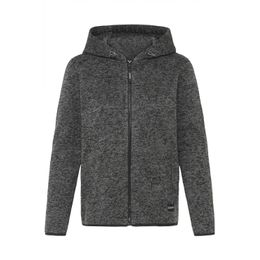 Fleecejacke oxmo "Fleecejacke OXELFE HOODED", Damen, Gr. XL, grau (iron gate), Obermaterial: 100% Polyester PES., Jacken Fleecejacke