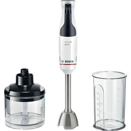 Bosch Stabmixer "ErgoMaster Serie 4 MSM4W220, 4 Klingen, Zerkleinerer, Becher, wei&szlig;", wei&szlig;, B:5,7cm H:38,5cm T:7,8cm, Mixer, Mixfu&szlig; Edelstahl, gro&szlig;er Bedienhebel, Keramikkupplung, Made in Europe, Stabmixer