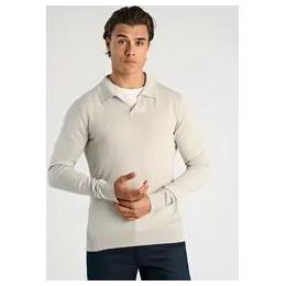 Strickpullover LINDBERGH "Strickpullover Slim Fit", Herren, Gr. S, grau (lt grau), Obermaterial: 80% Viskose, 20% Nylon, V-Ausschnitt, Pullover Strickpullover