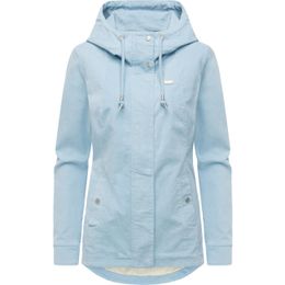 Cordjacke Ragwear "Cordjacke Alvena Cordy YOUMODO", Damen, Gr. 3XL, blau (arctic blau), Obermaterial: 98% Baumwolle CO. 2% Elasthan EL. Obermaterial: Futter: 100% Polyester PES., figurumspielend, hoch geschlossener Ausschnitt, &Auml;rmel ohne &Auml;rmelschlitz abgesteppte Kante, Jacken Cordjacke, Sportliche leichte Kordjacke mit Kapuze