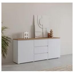 Sideboard OTTO HOME "Modo, Breite 150 cm, moderne grifflose Kommode 2T&uuml;ren/3 SK", wei&szlig; (wei&szlig;, eiche mauvella, wei&szlig;), B:150cm H:68cm T:34,5cm, FSC-zertifizierter Holzwerkstoff, Melamin, Sideboards, Sideboard, Schubladenkommode mit viel Stauraum, Einlegeb&ouml;den verstellbar