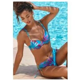 B&uuml;gel-Bikini Lascana, Damen, Gr. 36, Cup B, blau (blau bedruckt), Obermaterial: 86% Polyamid, 14% Elasthan. Futter: 100% Polyamid, bedruckt, Bikini-Sets B&uuml;gel-Bikini, mit Doppeltr&auml;gern