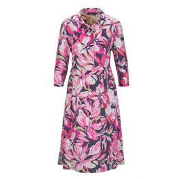 Blusenkleid GOLDNER "Kurzgr&ouml;&szlig;e Hemdblusenkleid mit Allover-Print", Damen, Gr. 21, K-Gr, pink (pink, marine, gemustert), Obermaterial: 100% Viskose CV., figurumspielend, normales B&uuml;ndchen, Kleider Blusenkleid, Nahttaschen an den Seiten
