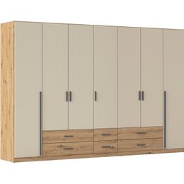 Dreht&uuml;renschrank Rauch "Kleiderschrank Garderobe GAMMA Breiten 91/136/181/226/271/315/360 cm", eiche artisan, beige (champagner), griffstangen graumetallic, B:315cm H:210cm T:54cm, Holzwerkstoff, Schr&auml;nke, Dreht&uuml;renschrank, mit Schubladen, verschiedene Griff-Varianten TOPSELLER MADE IN GERMANY