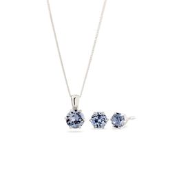 Ohrring und Ketten Set Elli "Schmuckset 925 Sterling Silber, mit Kristallen von Swarovski" Gr. 45, blau, Schmuck_Sets, Damen, 45, Ohrring und Ketten Set