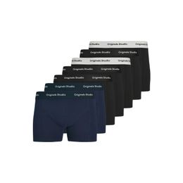 Jack & Jones Boxershorts JACK & JONES "Boxershort JACVESTERBRO SOLID TRUNKS 7 PACK 7er Pack", Herren, Gr. S, schwarz (schwarz, blau), Obermaterial: 95% Baumwolle CO. 5% Elasthan EL., Unterhosen Boxershorts