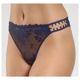 String Lascana, Damen, Gr. 48/50, blau (navy), Spitze, Obermaterial: 85% Polyamid, 15% Elasthan, Unterhosen String, aus Spitze mit dekorativen Ringdetail, sexy Dessous, Reizw&auml;sche
