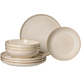 Ritzenhoff & Breker Tafelservice RITZENHOFF & BREKER "Olivia", beige, 8 Stk., Steingut, Geschirr-Sets, Tafelservice, Teller Set, Reatkivglasur, jedes St&uuml;ck ein Unikat
