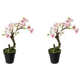 Kunstblume Creativ green "Mandelbonsai im Topf", rosa, H:26cm, Kunststoff, Kunstpflanzen