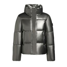Steppjacke Khujo "Steppjacke Rinja Shiny-YM", Damen, Gr. XL, grau (medium grau), Obermaterial: 50% Polyester PES. 50% Polyurethan PU. Obermaterial: Futter: 100% Nylon NY. 100% Polyester PES., Jacken Steppjacke