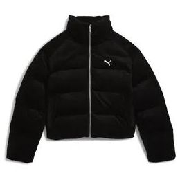 Winterjacke Puma "Wardrobe Essentials Cord-Pufferjacke Damen", Damen, Gr. L, schwarz, Obermaterial: 100% Baumwolle. Futter: 100% Polyester. F&uuml;llung: 100% Polyester. Seitentasche &ndash; Unten: 100% Polyester, Jacken Winterjacke