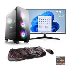 CSL Gaming-PC-Komplettsystem "Theseus V24647", Energieeffizienz: D, schwarz, Microsoft Windows 11 Home (64 Bit), 16 GB RAM 500 GB SSD, Computer_Komplettsysteme, Gaming-PC-Komplettsystem