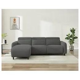 Ecksofa OTTO HOME "SKAANE in Cord, L-Form, 274 cm, manuelle u. elektrische Relaxfunktion", grau (anthrazit), B:274cm H:100cm T:181cm, 100% Polyester, Sofas, Ecksofa, rundes Design, Kopfteilverstellung, Federkernpolsterung