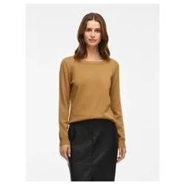 Rundhalspullover Vila "VIRIL O-NECK L/S KNIT TOP - NOOS", Damen, Gr. XS, bistre detail:schwarz melange, Feinstrick, Obermaterial: 50% Viskose, 27% Nylon, 23% Polyester, meliert, regular fit normal, Rundhals, Rippb&uuml;ndchen, Pullover Rundhalspullover, Viskosemischung, regular fit