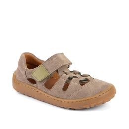Sandale froddo "Barfu&szlig;schuh", M&auml;dchen, Gr. 26, beige, Veloursleder, Schuhe Sandale, Sommerschuh, Klettschuh, Sandale mit Klettverschluss