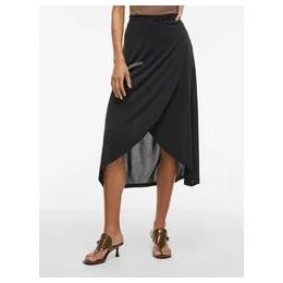 Wickelrock Vila "VIMODALA HW WRAP SKIRT - NOOS", Damen, Gr. XXL (44), schwarz, Jersey, Obermaterial: 70% Modal, 30% Polyester, unifarben, wadenlang, R&ouml;cke Wickelrock