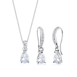 Ohrring und Ketten Set Elli "Schmuckset Ohrh&auml;nger und Anh&auml;nger mit Zirkonia 925 Sterling Silber" Gr. 45, wei&szlig;, Schmuck_Sets, Damen, Blacklist, Silber 925 (Sterlingsilber), Ohrring und Ketten Set