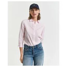Hemdbluse Gant "REG POPLIN STRIPED SHIRT", Damen, Gr. 46, rosa (light pink), Popeline, Obermaterial: 100% Baumwolle, gestreift, regular fit h&uuml;ftlang, Blusen Hemdbluse, mit einer kleinen Logostickerei auf der Brust