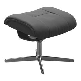 Fu&szlig;hocker stressless "Mayfair", grau (grau batick), B:55cm H:41cm T:39cm, Leder BATICK: BATICK ist ein leicht korrigiertes, durchgef&auml;rbtes und genarbtes M&ouml;belleder, bei dem die meisten Unebenheiten und Spuren in der Regel entfernt wurden., Hocker, Fu&szlig;hocker, mit Cross Base, Gr&ouml;&szlig;e S, M & L, Holzakzent Schwarz