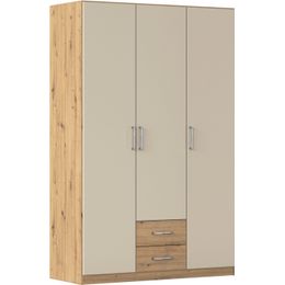 Dreht&uuml;renschrank Rauch "Kleiderschrank Garderobe GAMMA Breiten 91/136/181/226/271/315/360 cm", eiche artisan, beige (champagner), griffe chrom, B:136cm H:210cm T:54cm, Holzwerkstoff, Schr&auml;nke, Dreht&uuml;renschrank, mit Schubladen, verschiedene Griff-Varianten TOPSELLER MADE IN GERMANY