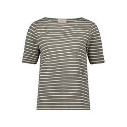 3/4-Arm-Shirt Betty Barclay "Ringelshirt mit U-Boot-Ausschnitt", Damen, Gr. 44, gr&uuml;n (khaki, cream), Obermaterial: 95% Baumwolle CO. 5% Elasthan EL., Shirts 3/4-Arm-Shirt