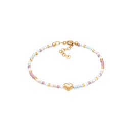Armkette Elli "Armband Herz Glas Beads Sommer Style 925 Silber" Gr. 160, gold, Armb&auml;nder, Damen, Silber 925 (Sterlingsilber), Armkette