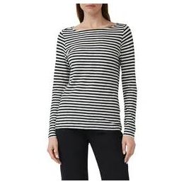 Langarmshirt s.Oliver, Damen, Gr. 46, schwarz (schwarz stripe), Web, Obermaterial: 100% Baumwolle, gestreift, slim fit Po-bedeckend, U-Boot-Ausschnitt, gerader Abschluss, Shirts Langarmshirt, mit Streifen Muster