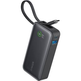 Anker Powerbank "Nano Power Bank (30 W, integriertes USB-C-Kabel)", schwarz, 10.000mAh, Akkumulatoren, Powerbank