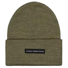 Skim&uuml;tze Alpha Industries "Rubber Logo Beanie", Herren, Gr. onesize, schwarz olive, Obermaterial: 60% Polyester, 40% Polyacryl, M&uuml;tzen