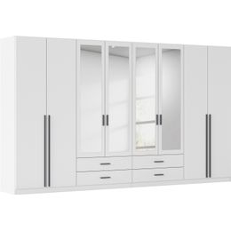 Kleiderschrank Rauch "Schrank Garderobe Ankleide GAMMA Breiten 91/136/181/226/271/315/360 cm", alpinwei&szlig;, griffstangen graumetallic, B:360cm H:210cm T:54cm, Holzwerkstoff, Schr&auml;nke, Kleiderschrank, verschiedene Griff-Varianten, mit Spiegel TOPSELLER MADE IN GERMANY