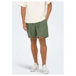 Only & Sons Shorts ONLY & SONS "ONSTEL LINEN LATHAM 0257 SHORTS", Damen, Gr. L, N-Gr, gr&uuml;n (dusty olive), Web, Obermaterial: 55% Leinen, 45% Viskose, unifarben, regular fit knielang, Hosen Shorts, Viskose/Leinen, gerade geschnitten